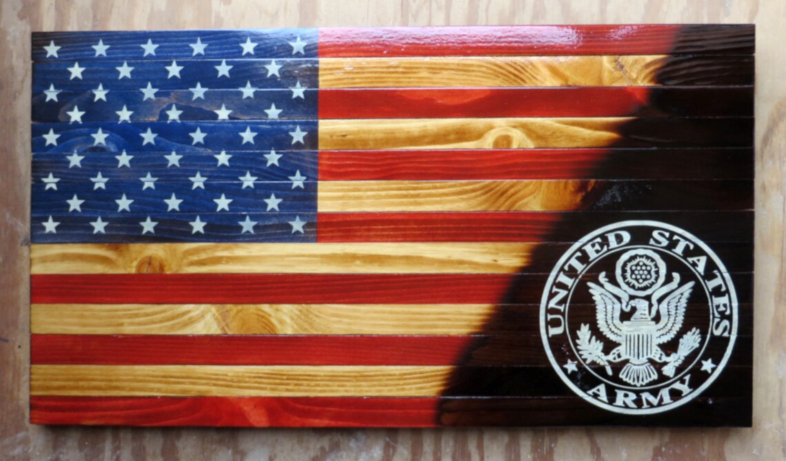 Army Rustic American Wood Flag - Army Wooden Flag - Army Sign - Army ...