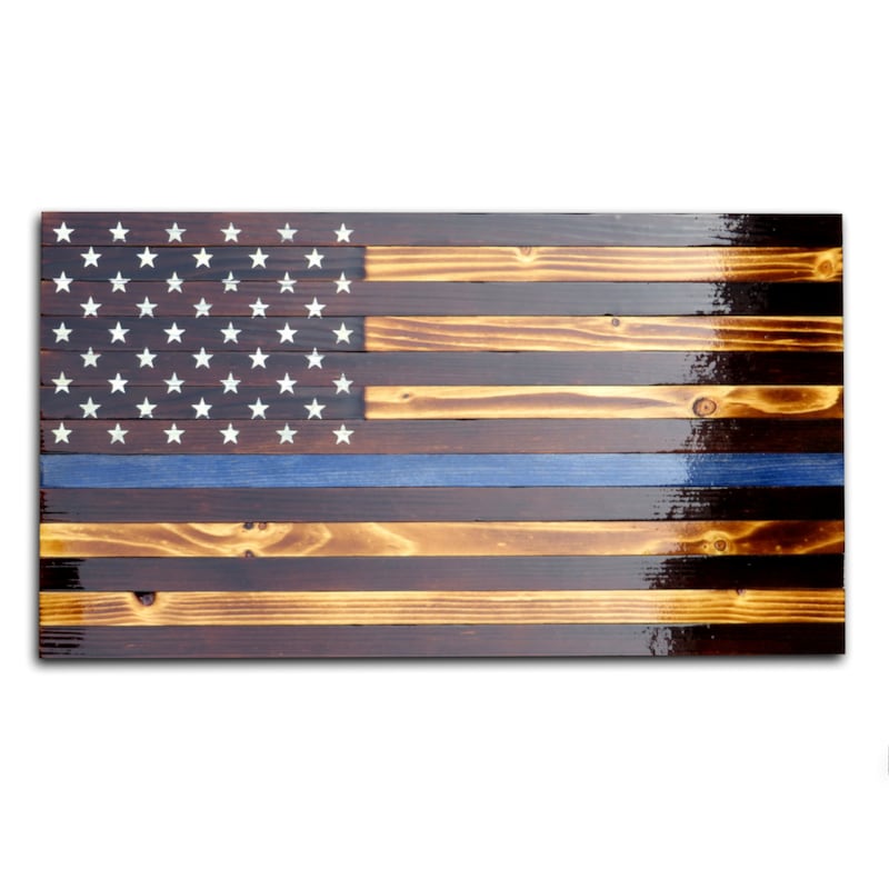 Blue Line Wooden Flags - Etsy