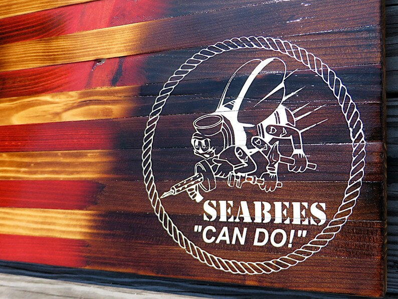 Navy Seabees Flag Seabees Wood Flag Navy Gifts Custom - Etsy