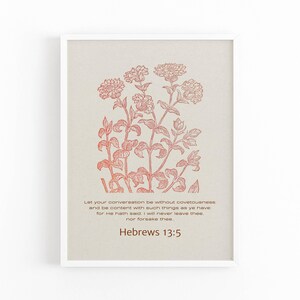 Hebrews 13:5 Bible Verse Wall Art, Printable Scripture Quote, Be ...