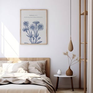 Romans 12:12 Bible Verse Wall Art, Botanical Daisy Scripture Art, Blue ...