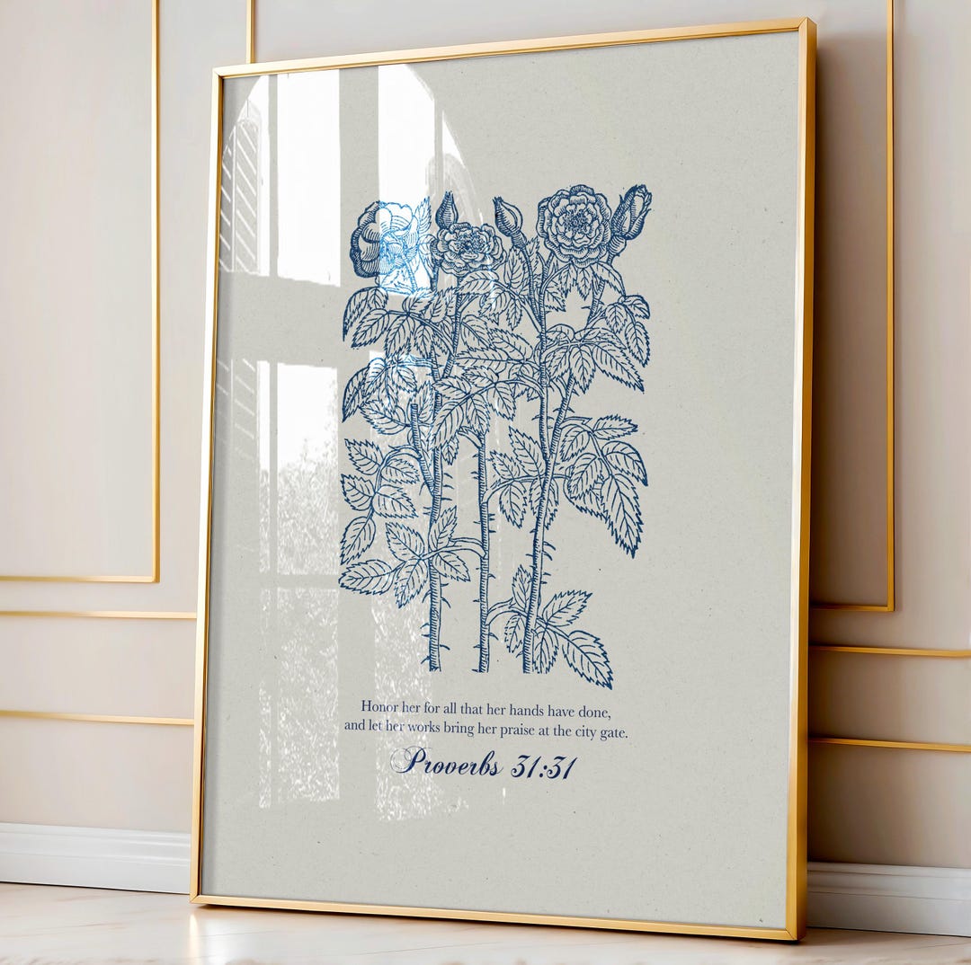 Proverbs 31:31 Print - Honor Her Bible Verse for Women, Vintage Roses ...