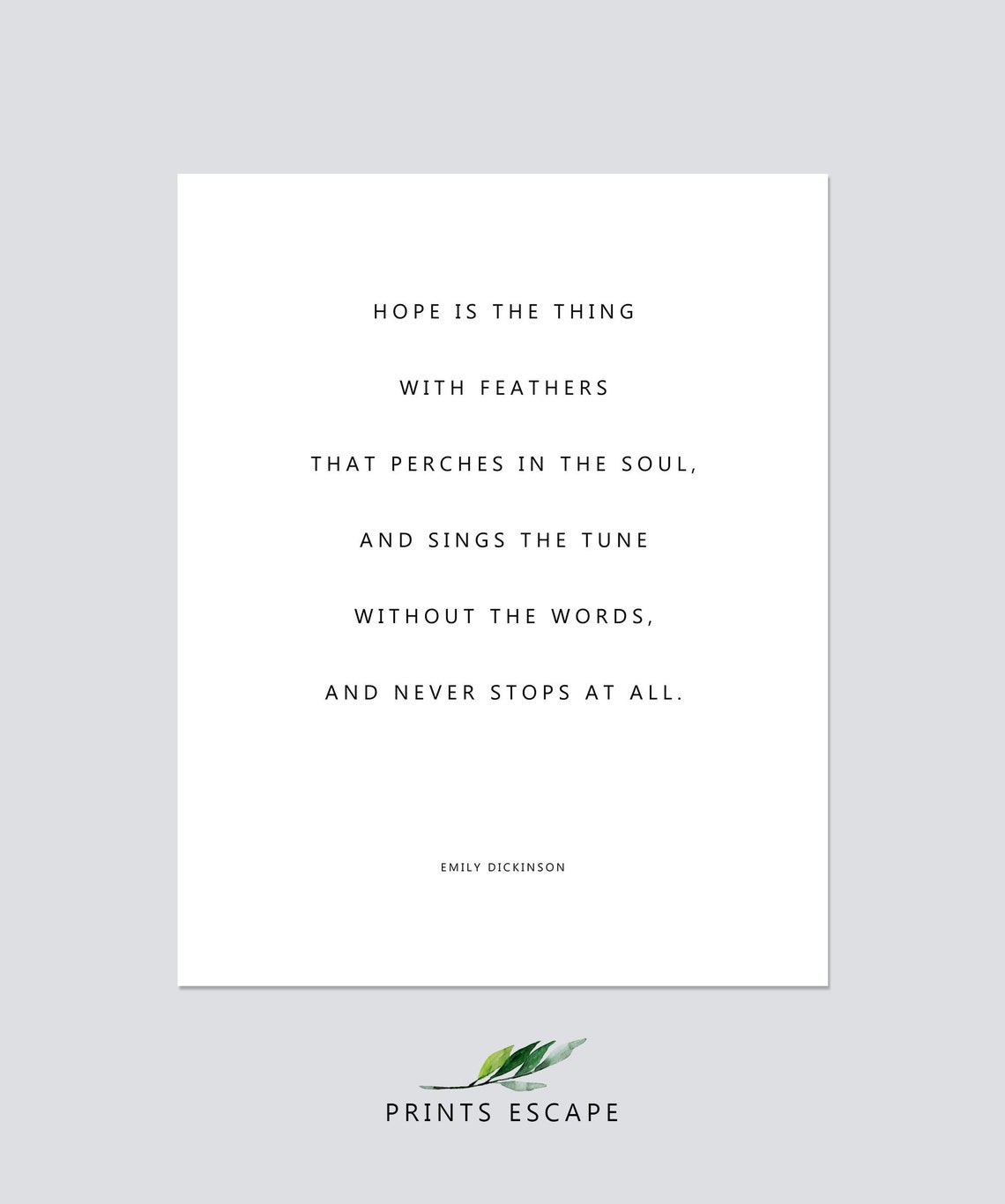 Emily Dickinson Hope Quote Print Literary Inspirational Art - Etsy