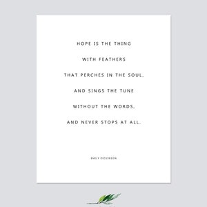 Emily Dickinson Hope Quote Print, Literary Inspirational Art, Printable ...