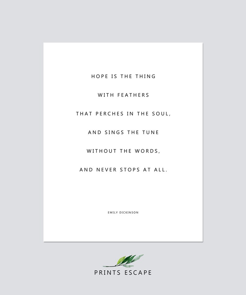 Emily Dickinson Hope Quote Print, Literary Inspirational Art, Printable ...