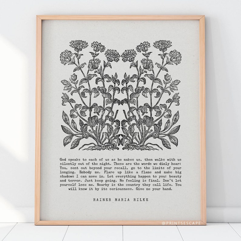 Rainer Maria Rilke Poem God Speaks Print - Vintage Inspired Print ...
