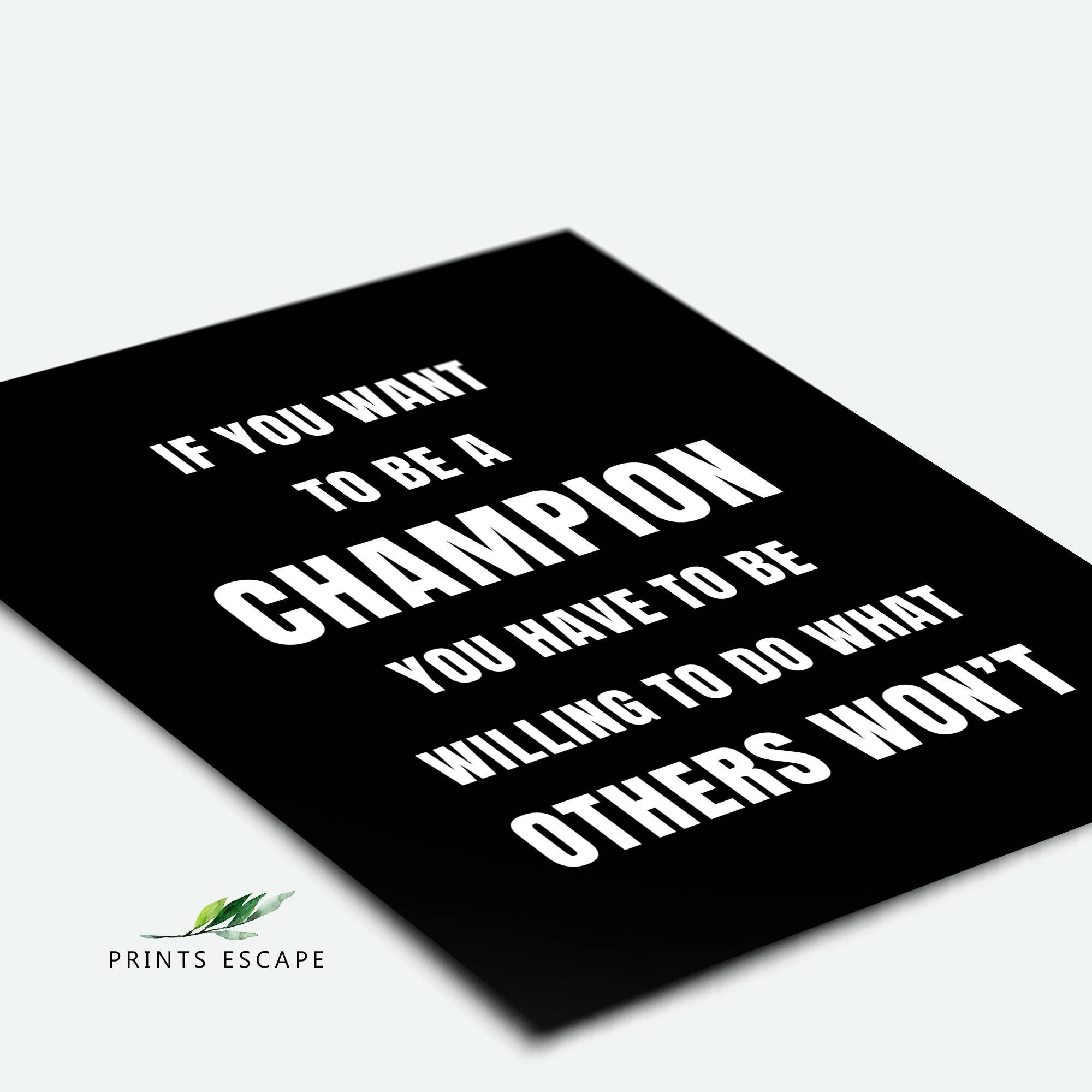 Champion Quote Print for Sport Theme Room Sport Décor Printable Boys ...