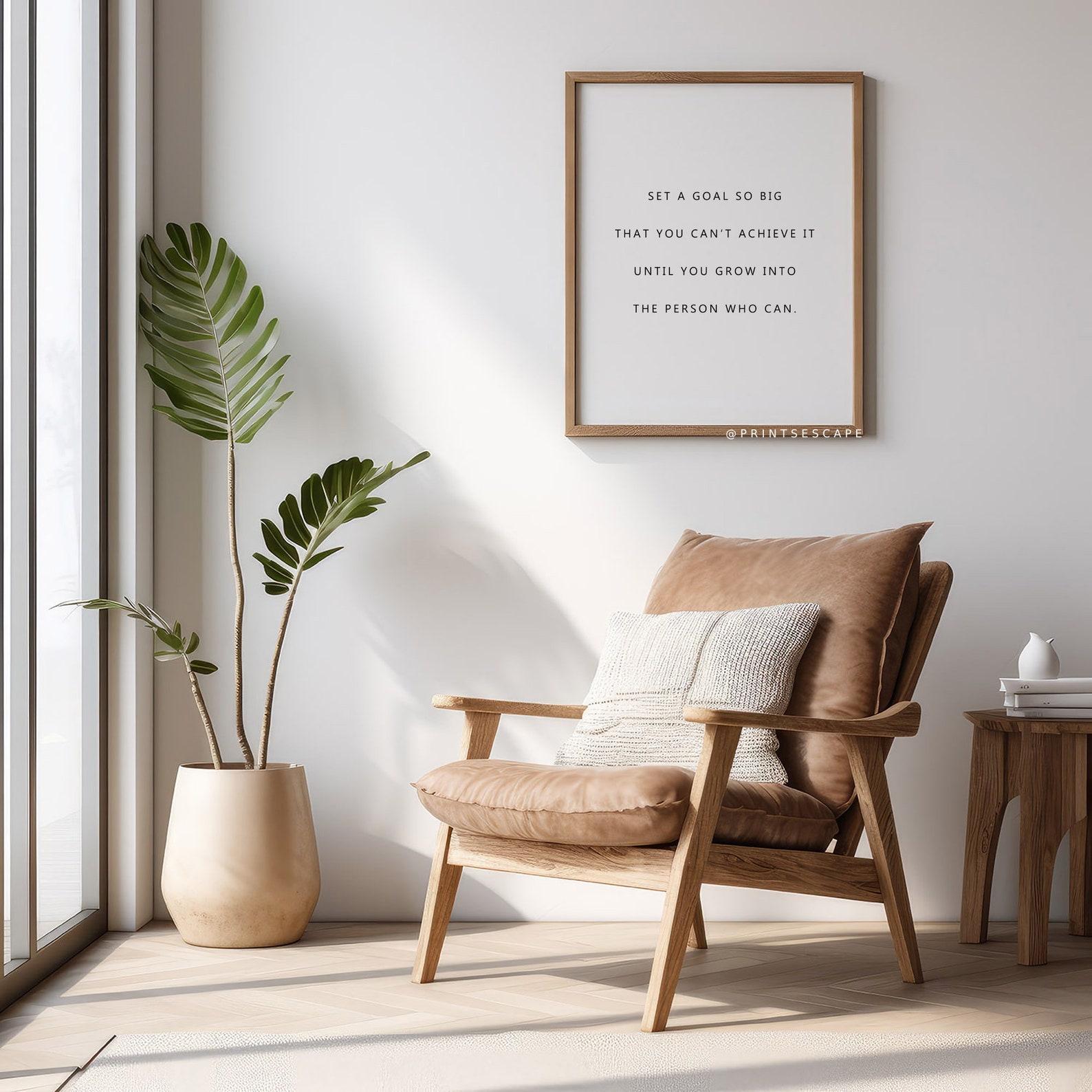 Set Big Goals Blue Green Watercolor Inspiring Quote Print Motivational ...