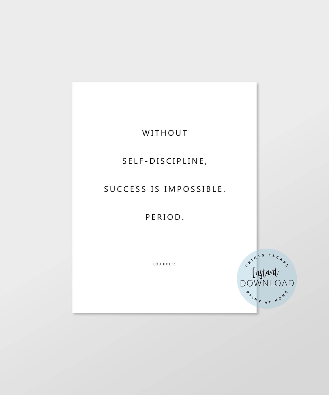 Without Self-Discipline Success is Impossible Quote Print | Etsy
