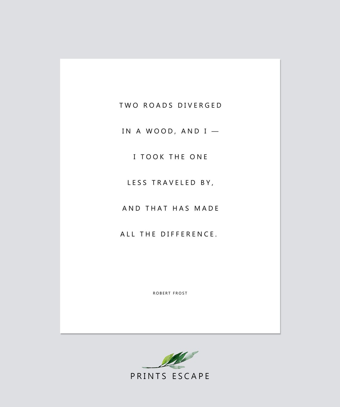 Robert Frost Quote Print, Road Less Traveled Quote, Literary Quote ...