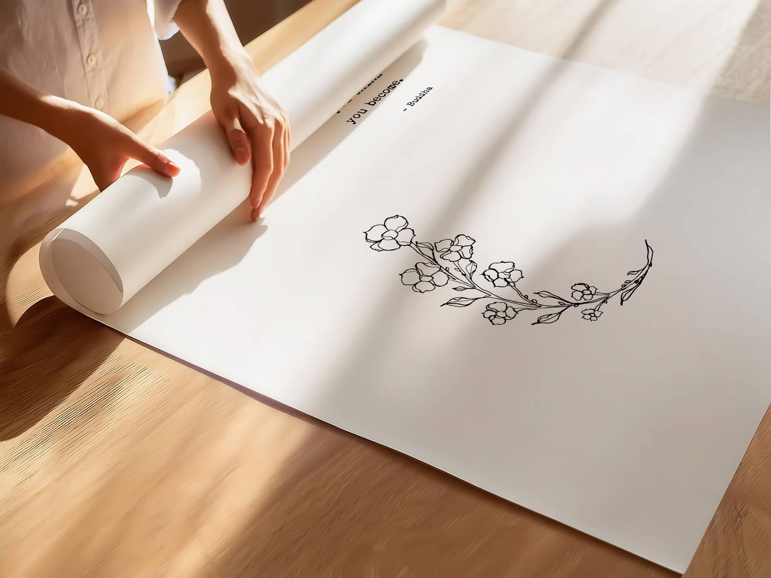 Buddha Quote Floral Print: Minimalist Line Drawing (digital Download ...