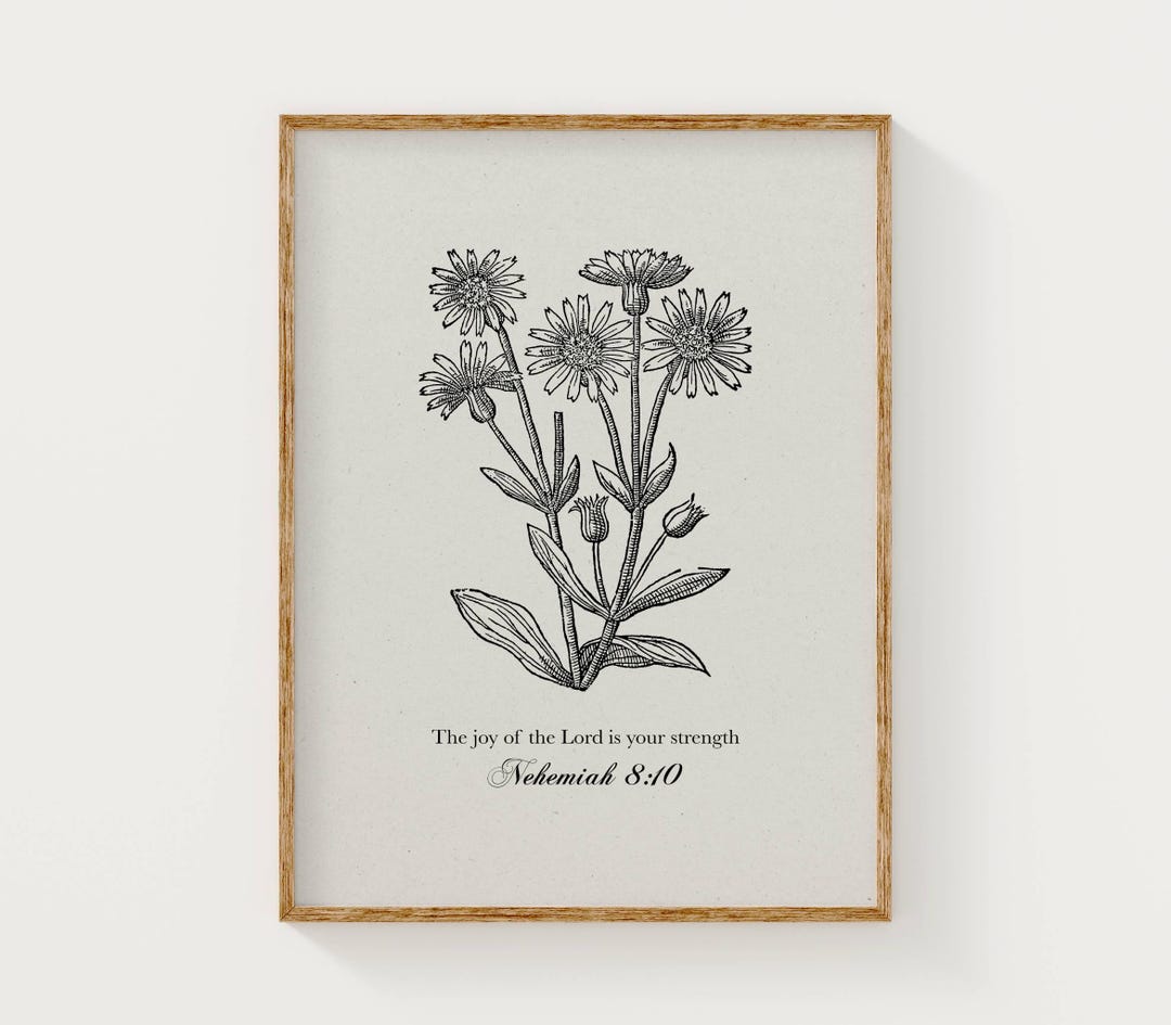 Nehemiah 8:10 Bible Verse Wall Art, Joy of the Lord Scripture Print ...
