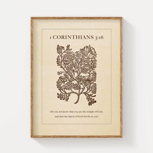 1 Corinthians 3:16 Bible Verse Print, Temple of God Floral Christian ...