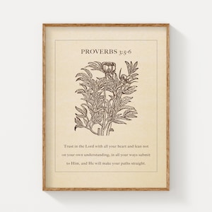 Proverbs 3:5-6 Floral Bible Verse Art Print (digital Download) - Etsy