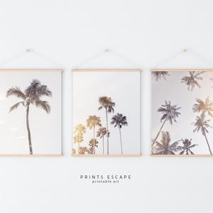 Neutral Palm Tree Print Set: Boho Coastal Wall Art (digital Download ...