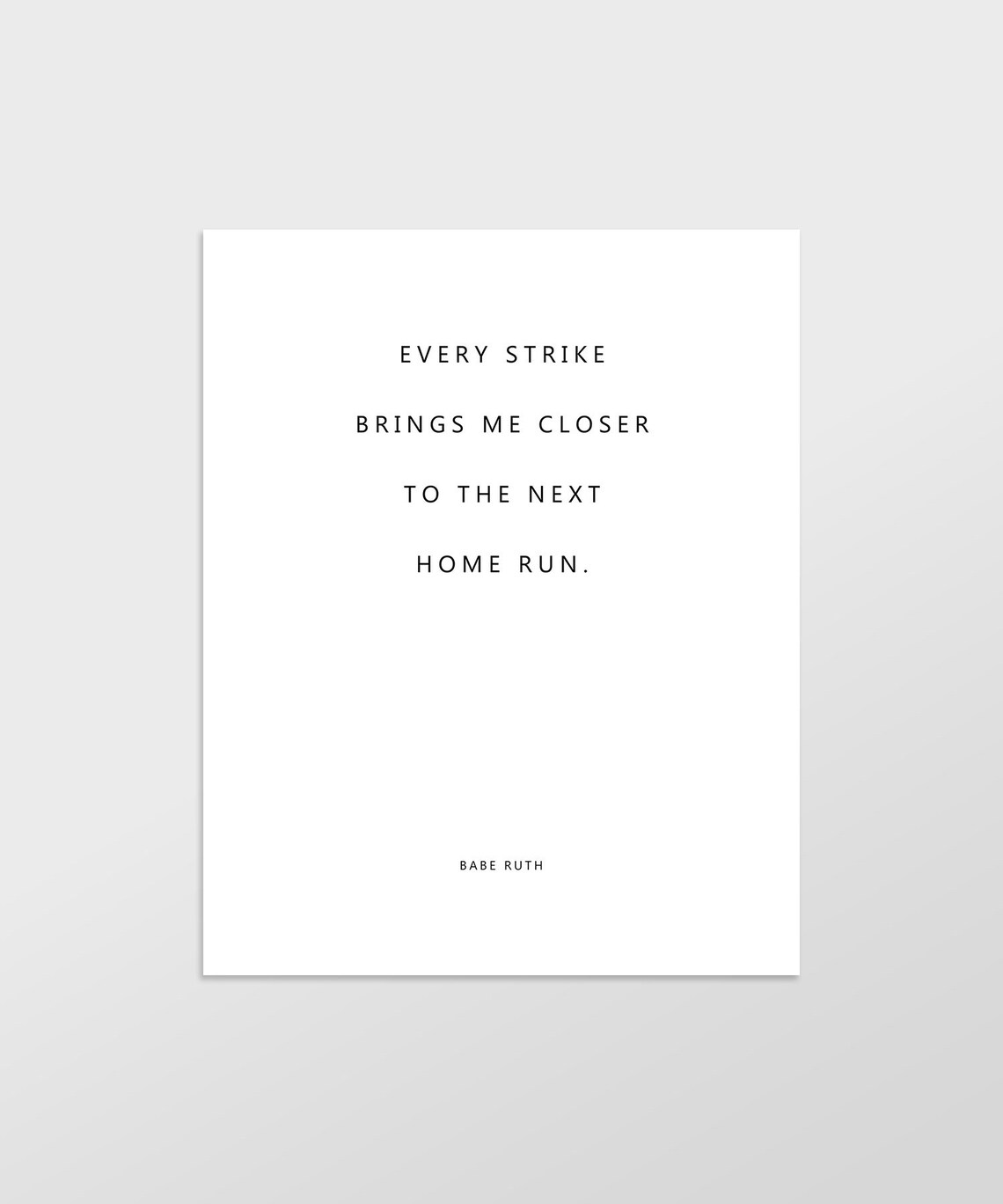 Babe Ruth Quote Print Inspirational Quote Motivational | Etsy