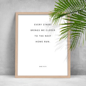 Babe Ruth Quote Print Inspirational Quote Motivational | Etsy