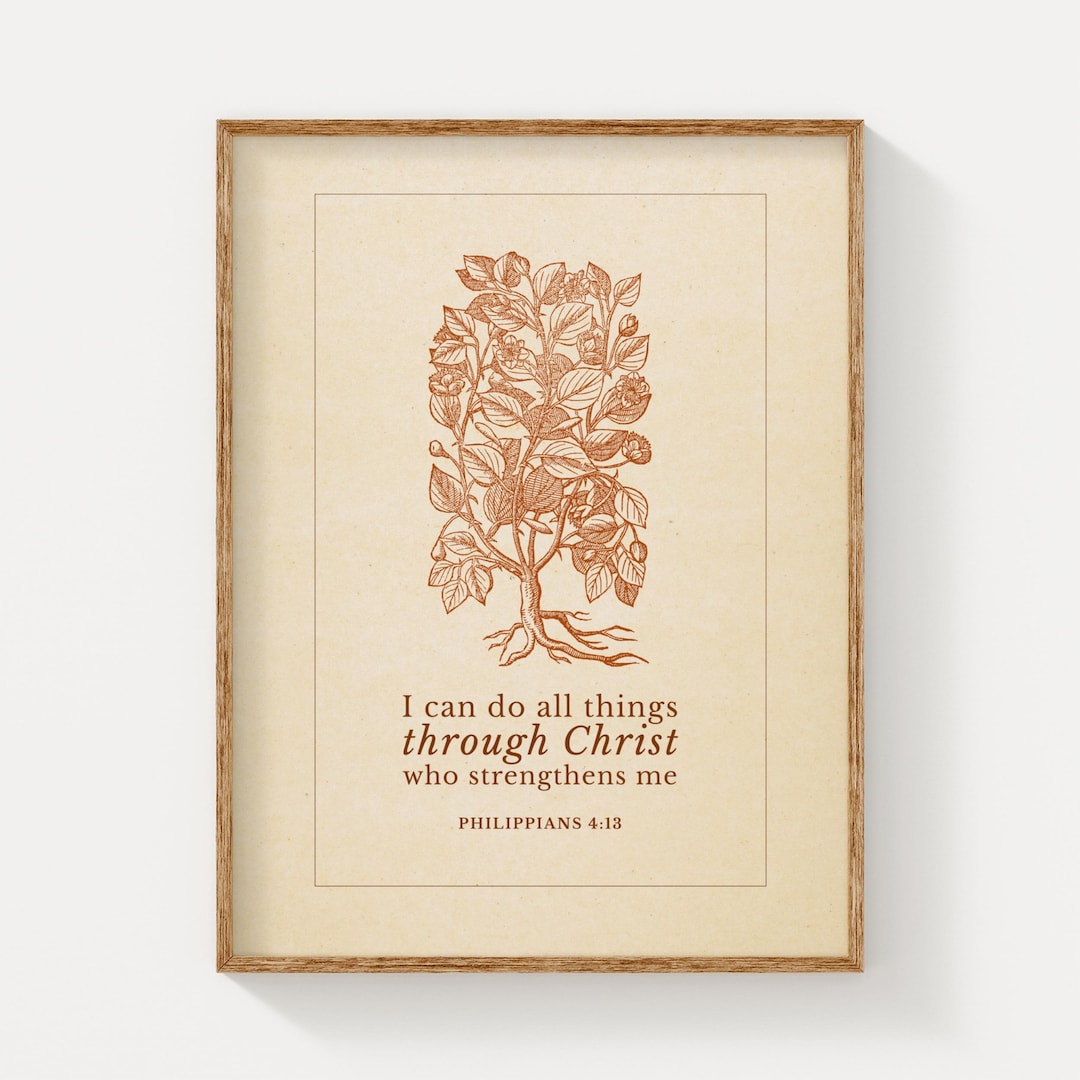 Philippians 4:13 Bible Verse Art Print Christian Wall Decor ...