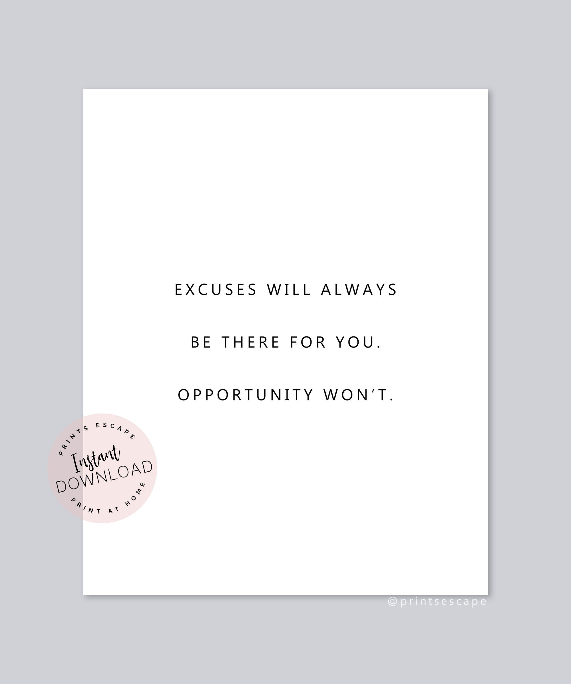 Excuses Quote, Sports Gifts, Sports Quote Download, Sport Quotes Prints ...
