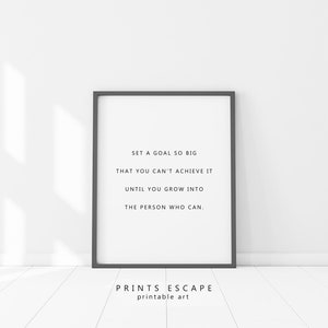 Set Big Goals Blue Green Watercolor Inspiring Quote Print - Etsy