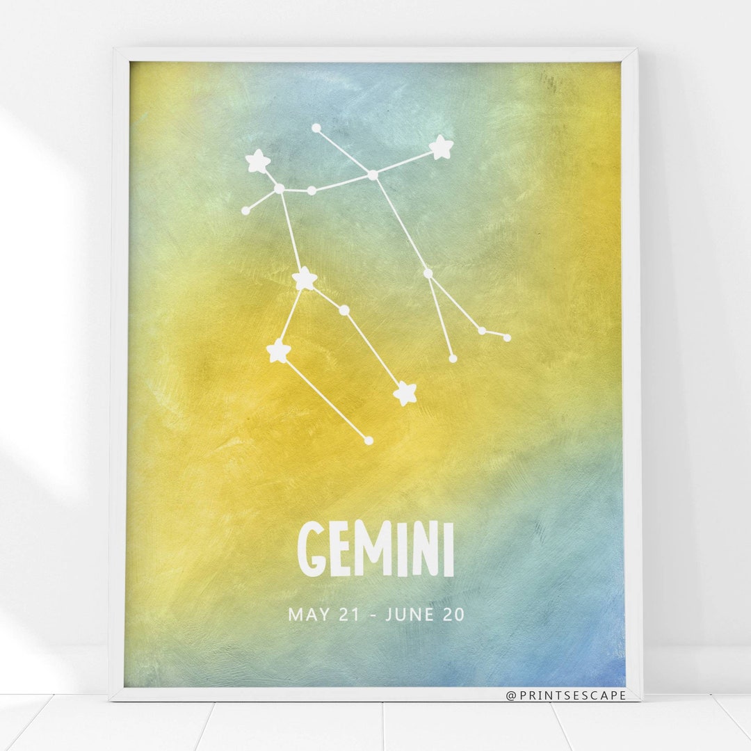Gemini Zodiac Printable Gemini Constellation, Zodiac Star Sign Print ...