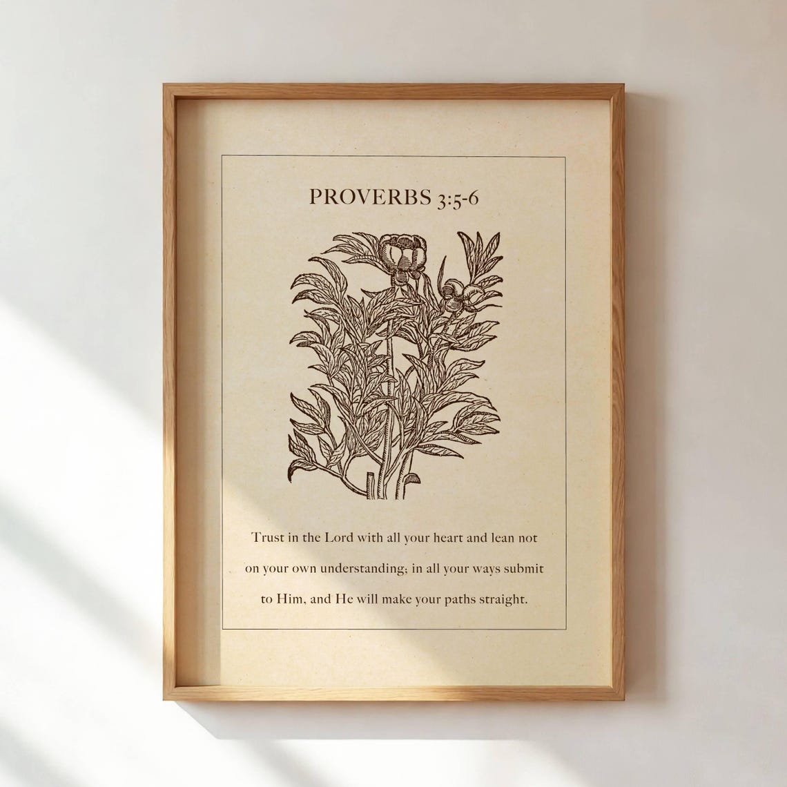 Proverbs 3:5-6 Floral Bible Verse Art Print (digital Download) - Etsy