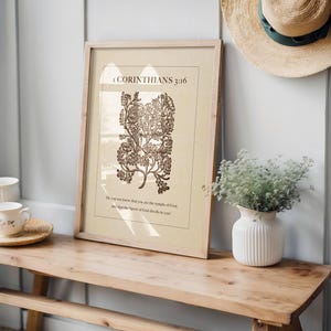 1 Corinthians 3:16 Bible Verse Print, Temple of God Floral Christian ...
