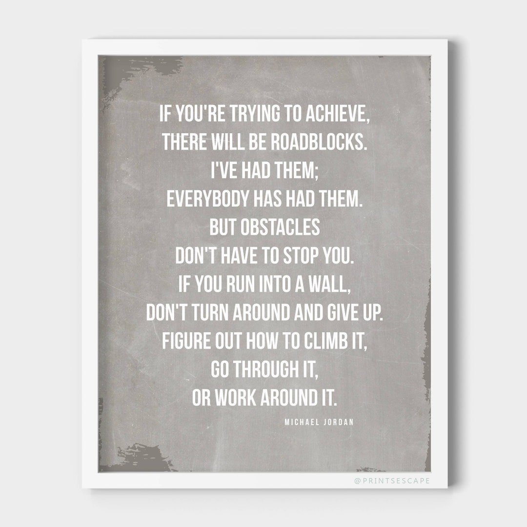 Michael Jordan Obstacles Quote Printable Gift for Sport Motivation ...