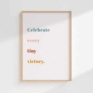 Celebrate Every Tiny Victory Motivational Wall Art, Inspirational Quote ...