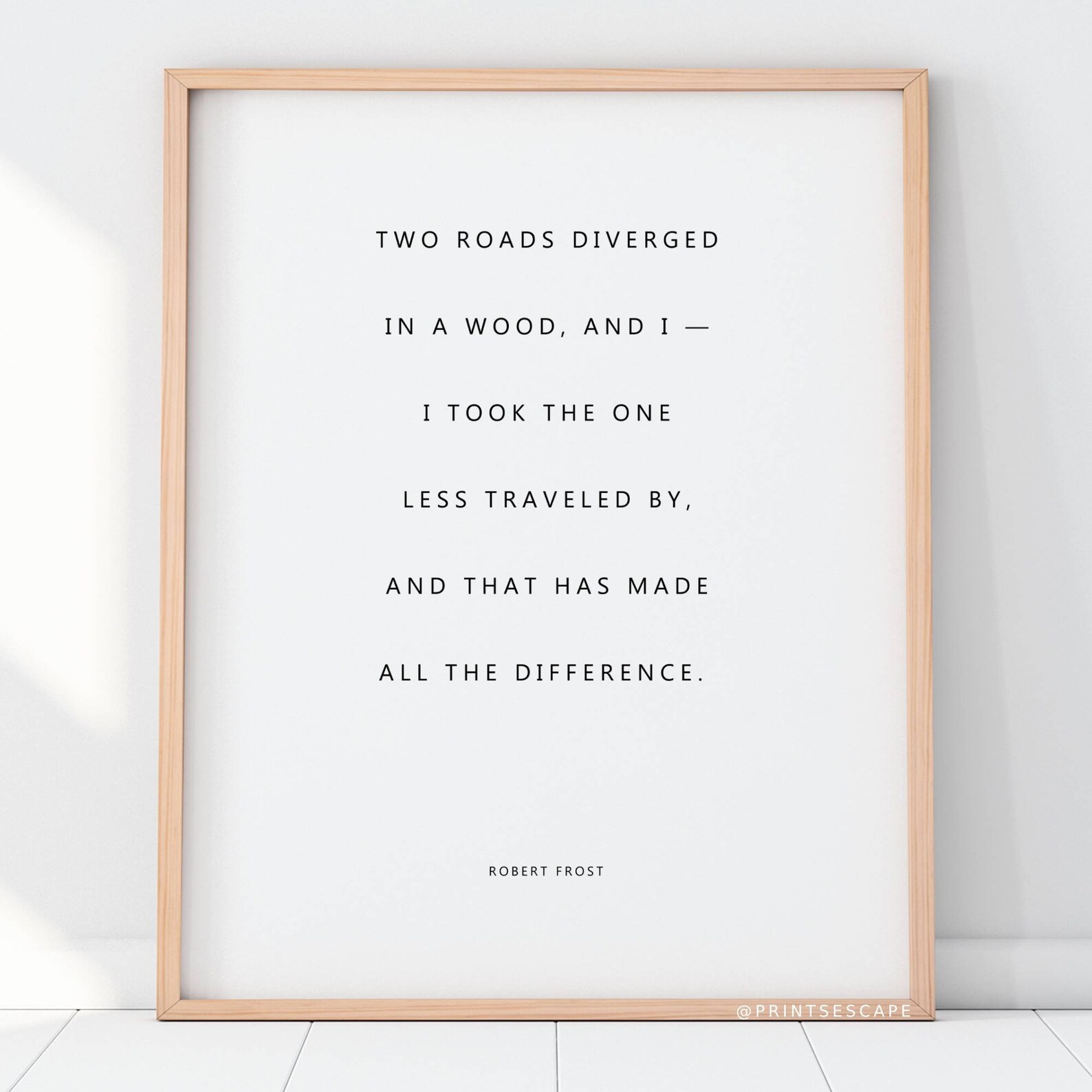 Robert Frost Quote Print, Road Less Traveled Quote, Literary Quote ...