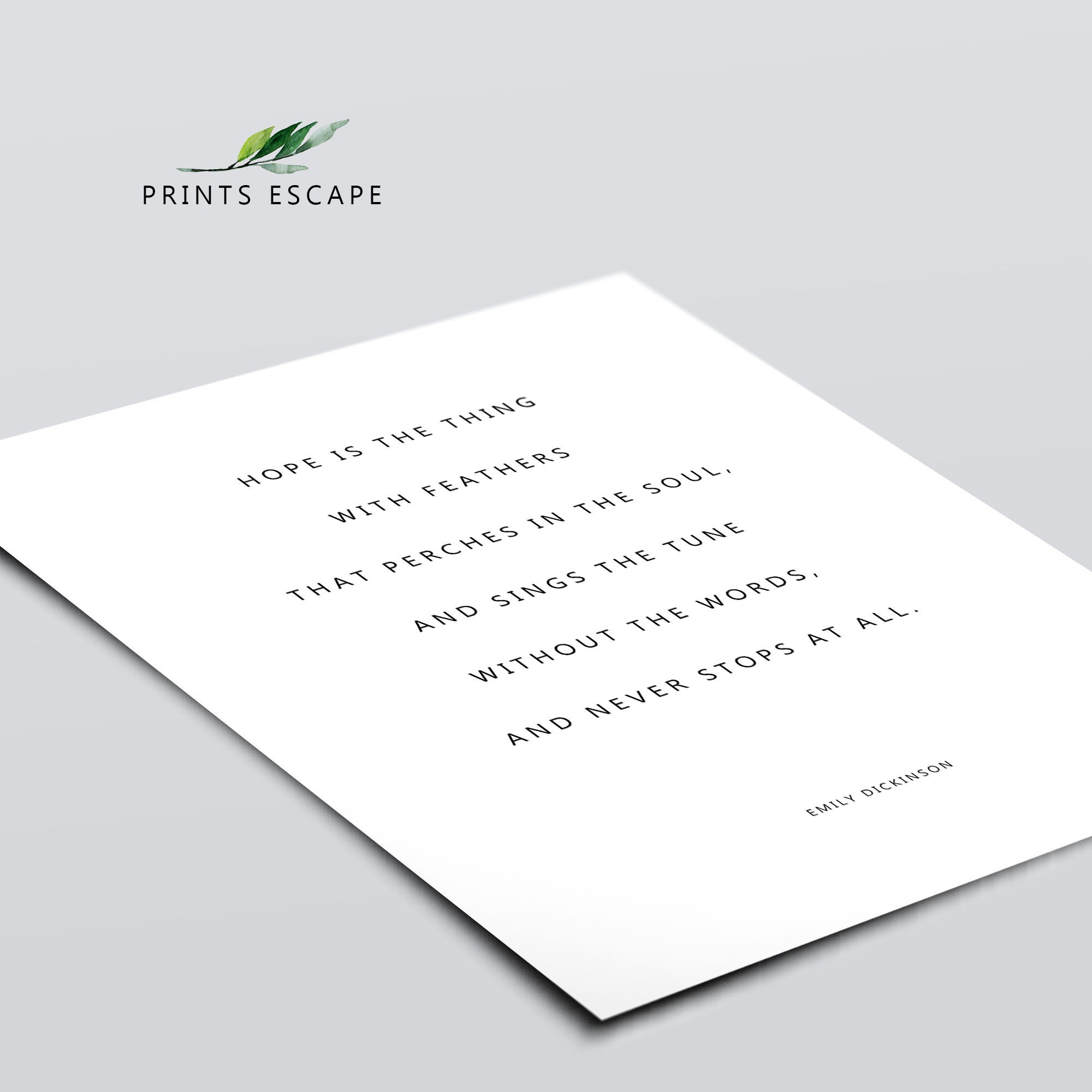 Emily Dickinson Hope Quote Print, Literary Inspirational Art, Printable ...