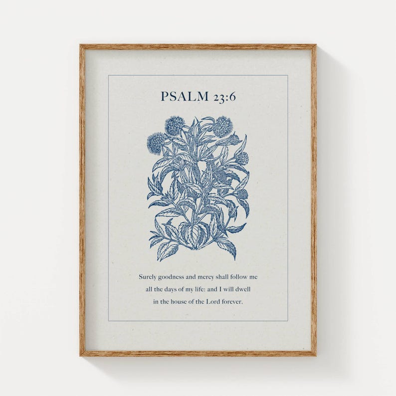 Psalm 23:6 Floral Bible Verse Art Print (digital Download) - Etsy