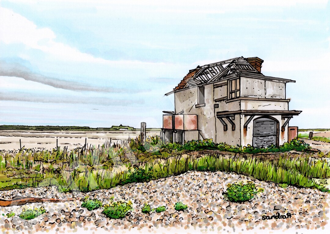 Limited Edition Print of a Pen and Ink Drawing of Orford Ness in ...