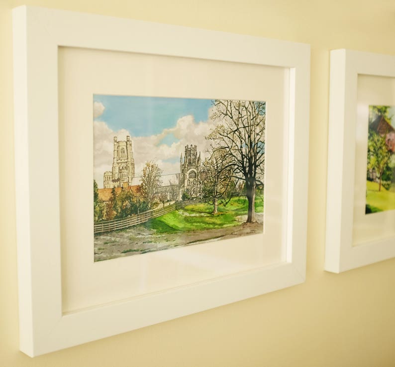 Limited Edition Print of a Pen and Ink Drawing of Ely Cathedral With ...