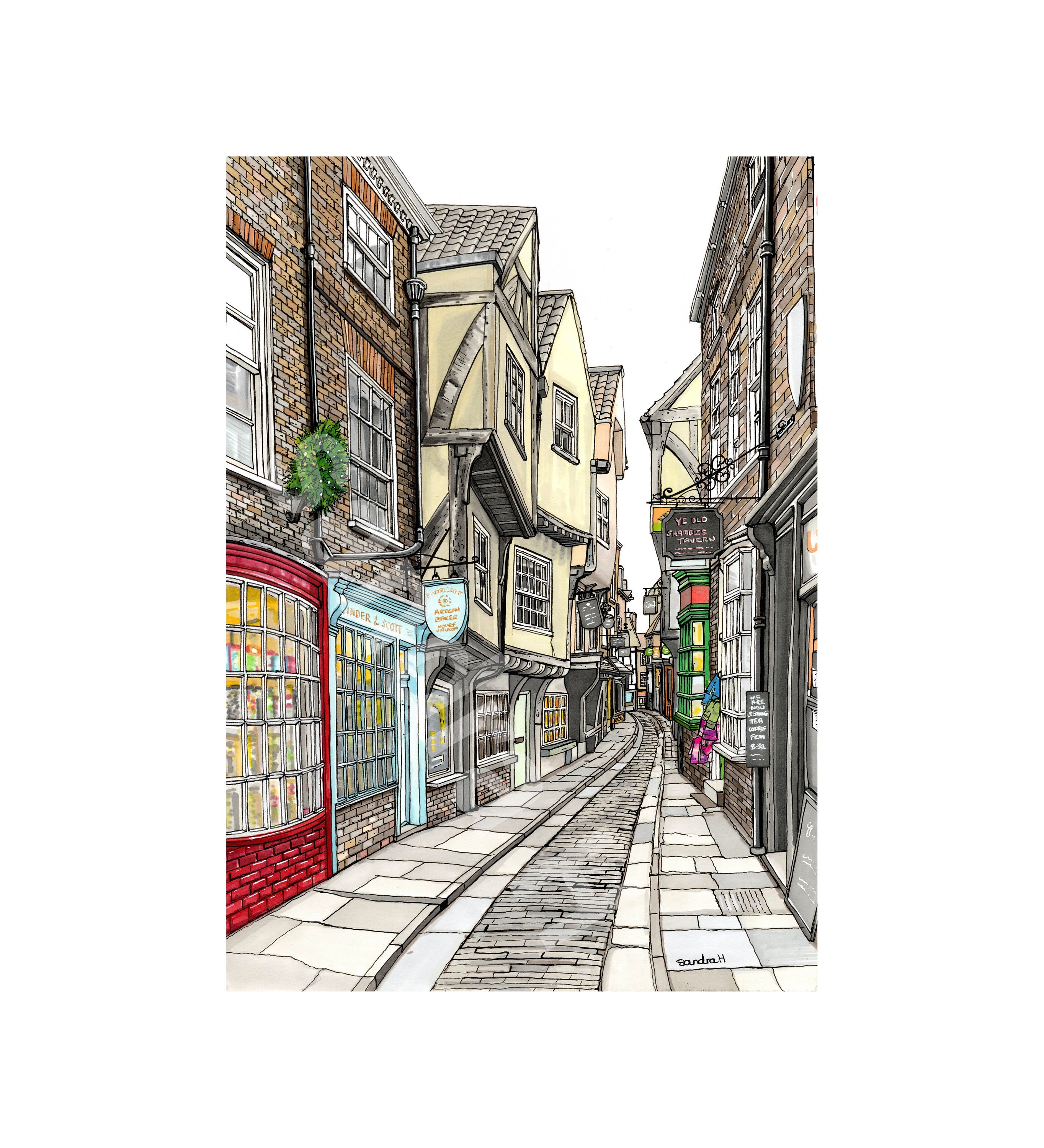 Limited Edition Print of a Pen and Ink Drawing of the Shambles, York ...