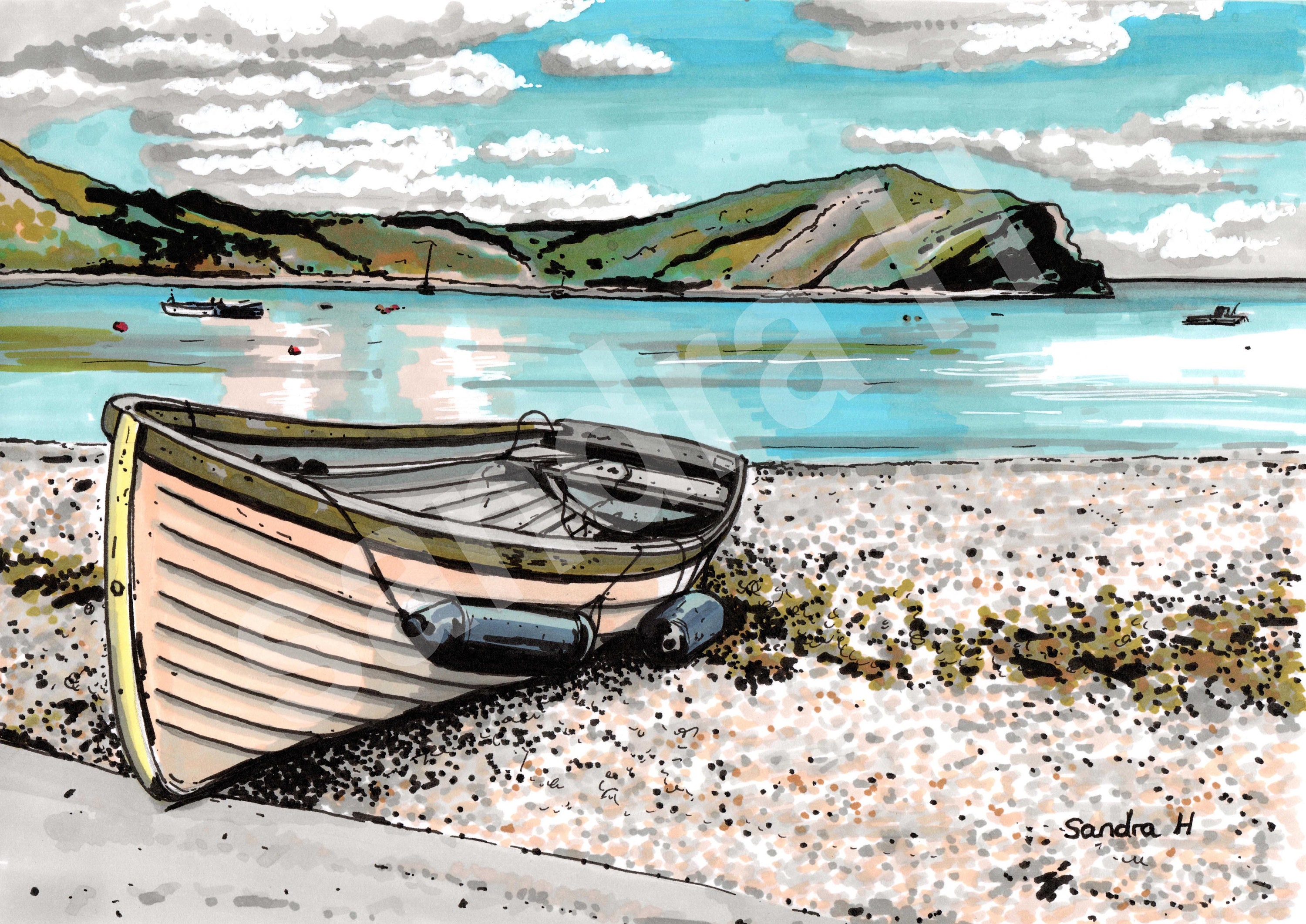 Limited Edition Print of a Pen and Ink Drawing of Lulworth Cove With ...