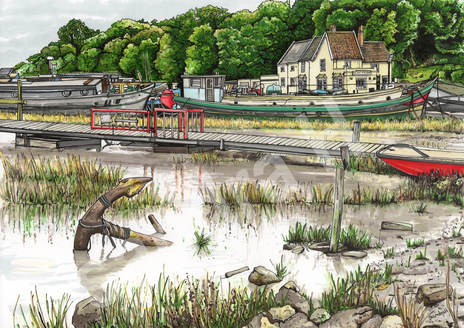 Limited Edition Print of a Pen and Ink Drawing of Pin Mill - Etsy