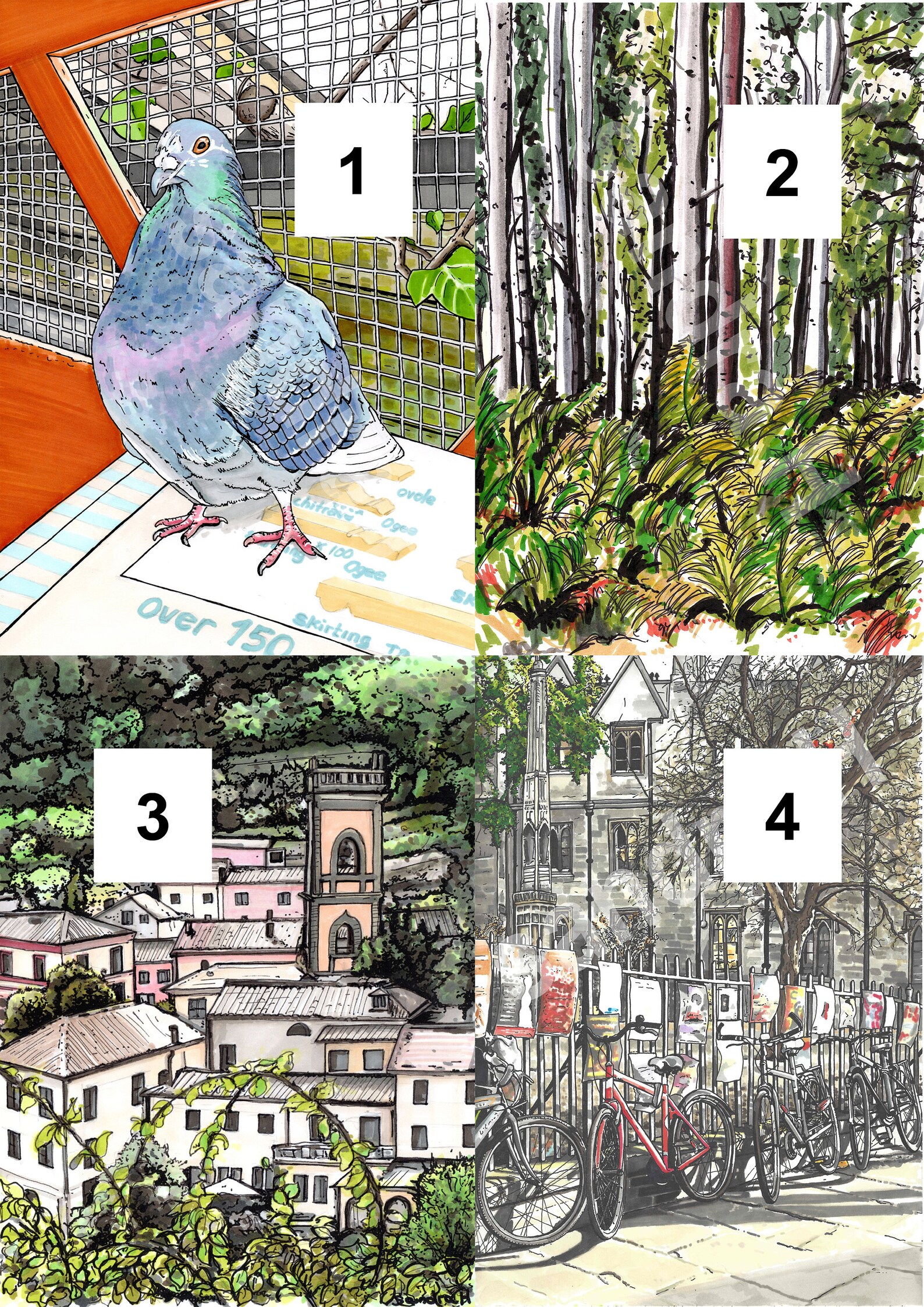 Set of 3 Original Artwork Prints in One Frame - Choose Any 3 Images - Etsy