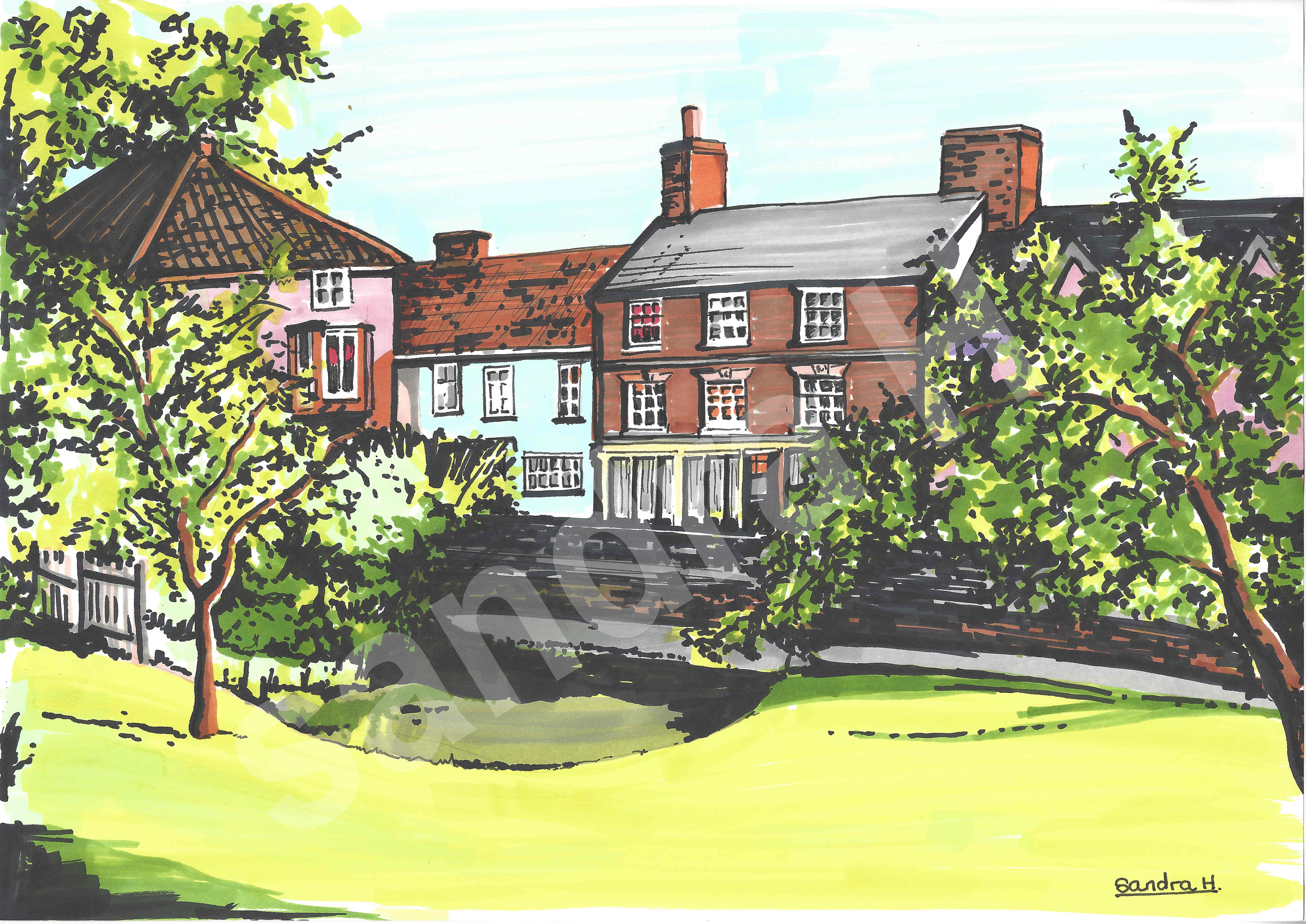 Limited Edition Print of a Pen and Ink Drawing of Framlingham in ...