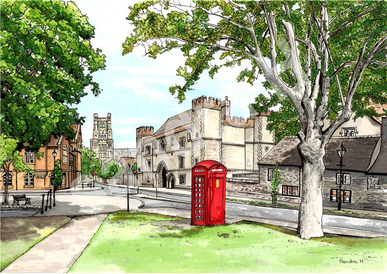 Barton Square Ely Print: Limited Edition Pen and Ink Drawing (with ...