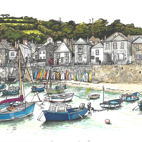 Limited Edition Print of a Pen and Ink Drawing of Mousehole - Etsy