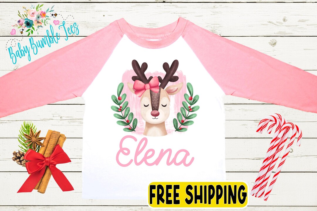 Girls Reindeer Shirt // Girls Christmas Shirt // Personalized Name ...