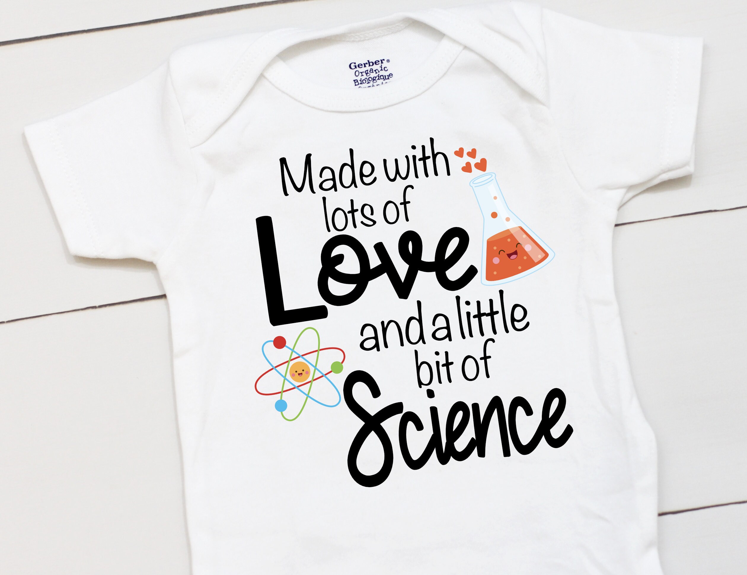 Made With Lots of Love and a Little Bit of Science Onesie // - Etsy