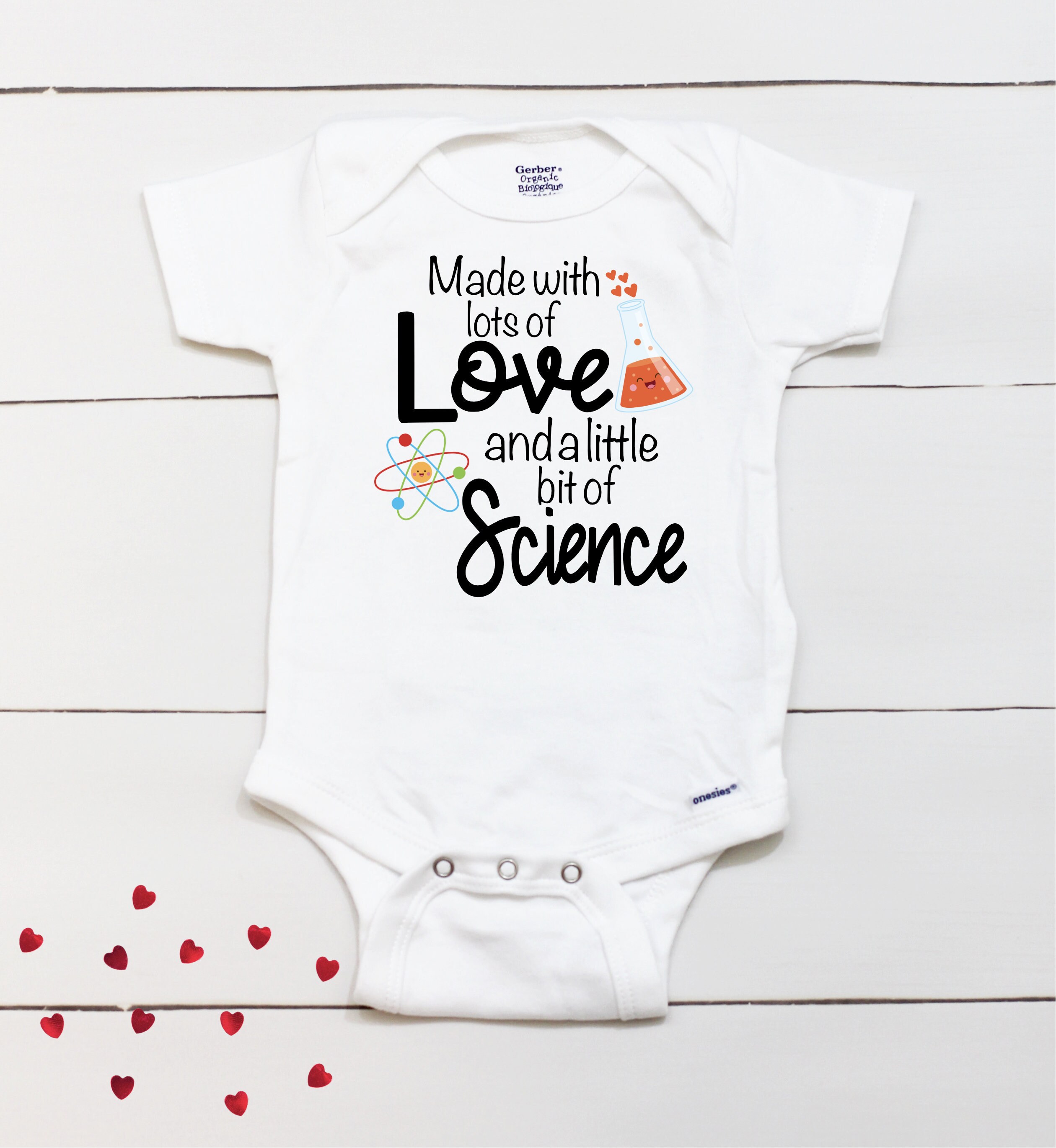 Made With Lots of Love and a Little Bit of Science Onesie // - Etsy