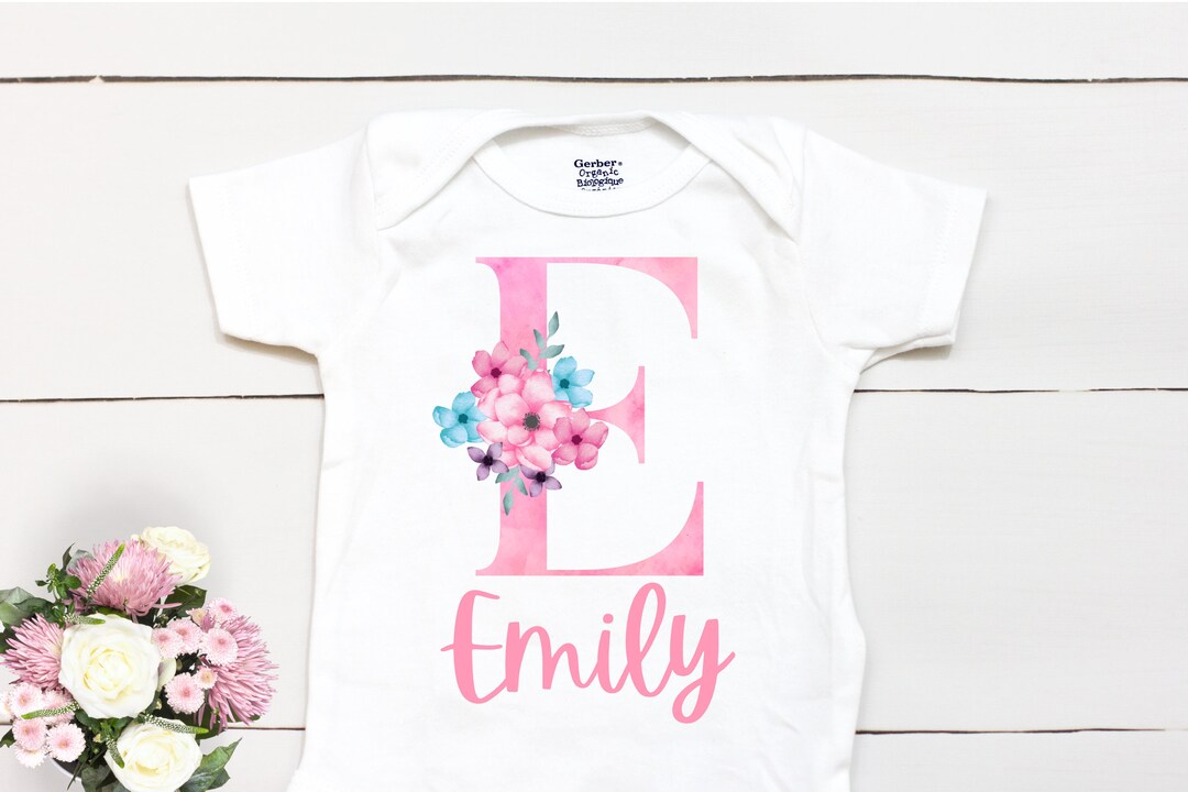 Floral Letter Name // Baby Girl // Baby Girl Clothes // Flower // Baby ...