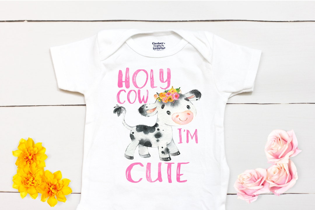 Holy Cow I'm Cute // Baby Girl // Baby Girl Clothes // Baby Cow // Farm ...