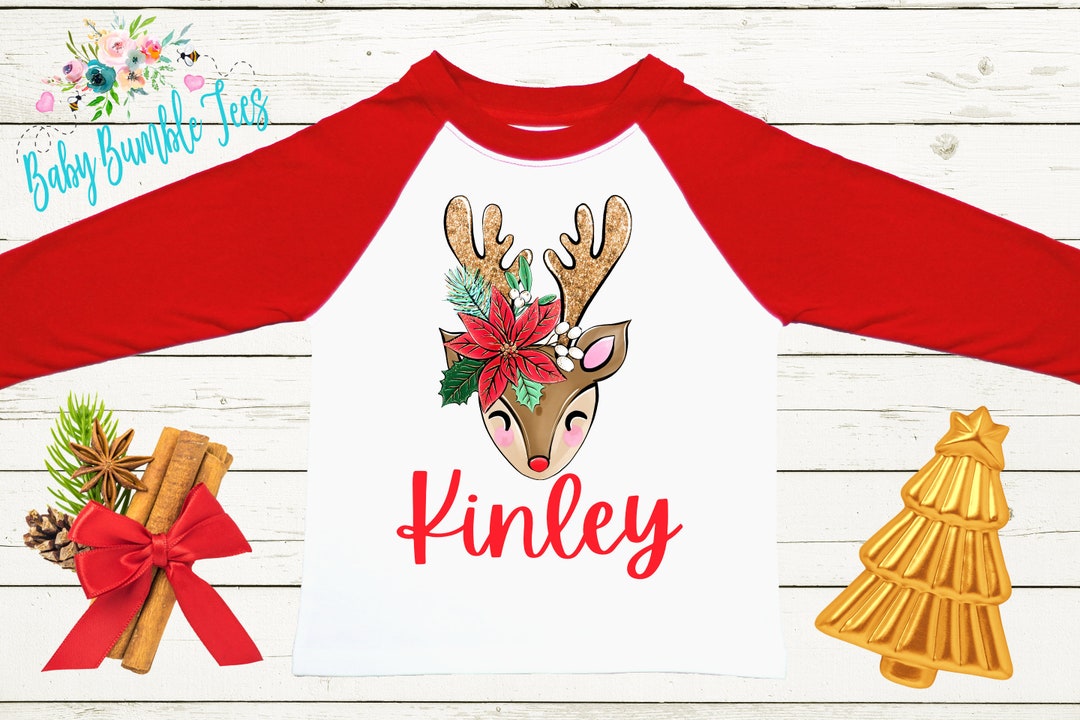 Reindeer Name Shirt // Personalized Name // Christmas T-shirt // Baby ...