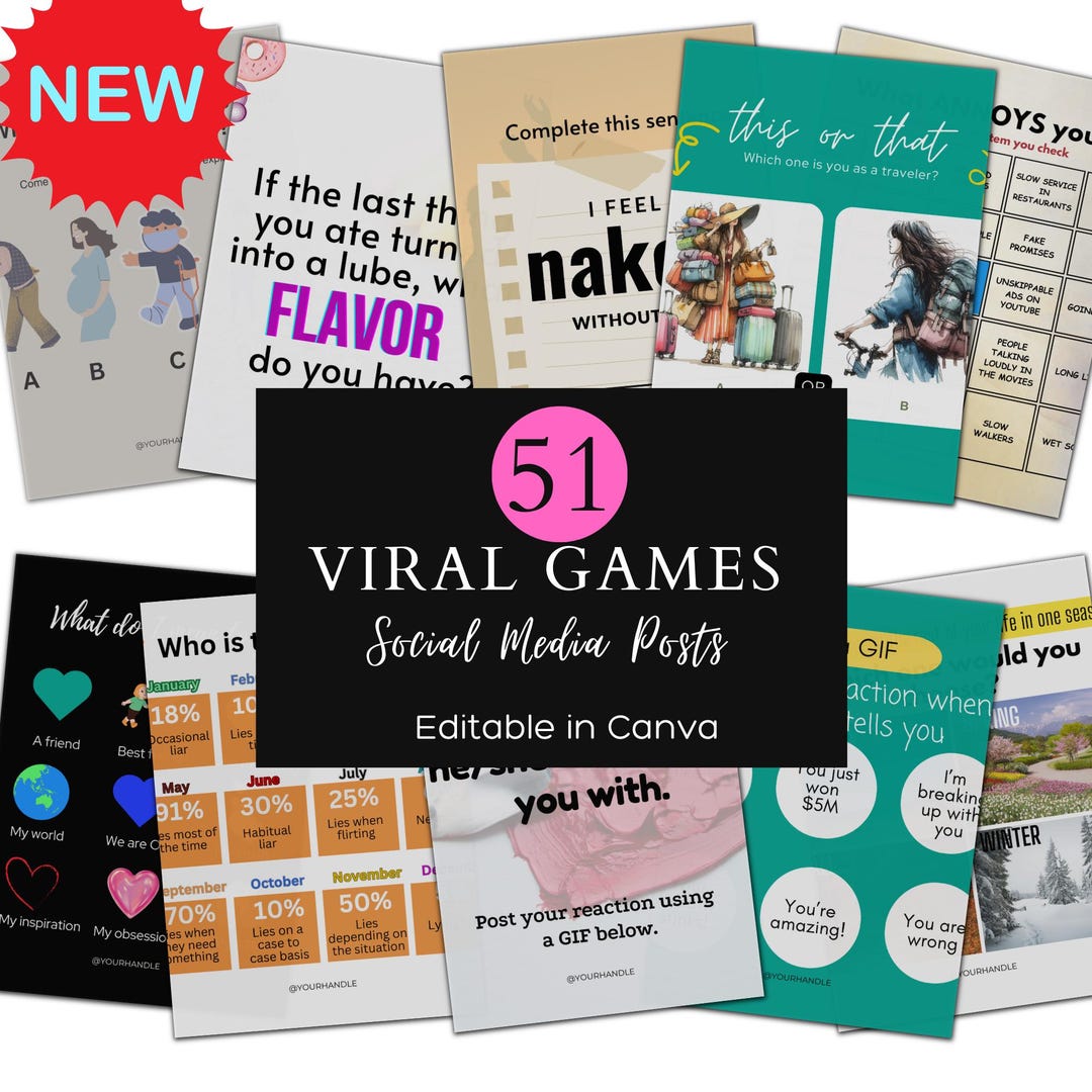 51 Viral Games Social Media Posts Pack Interactive Games | Boost ...