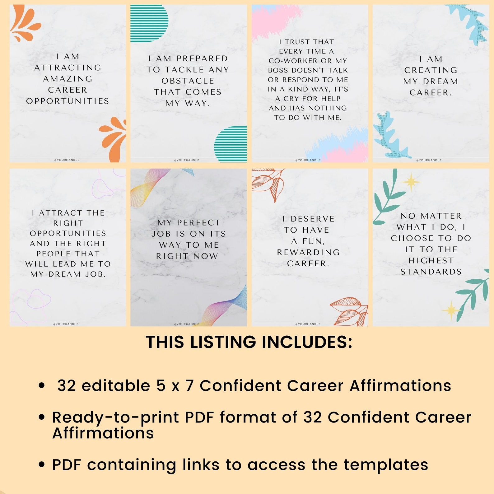 32 Confident Career Affirmations, Printable Cards, Business Affirmation ...