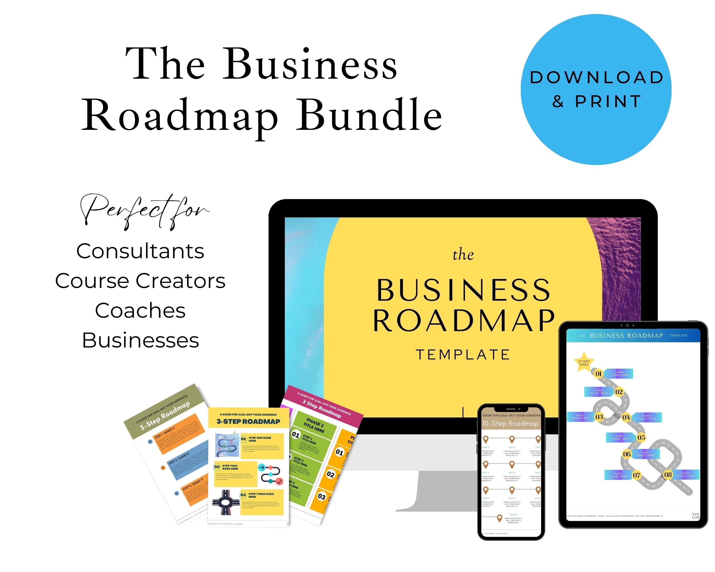 11-page Roadmap Template Bundle| Roadmap Canva Template | Business ...